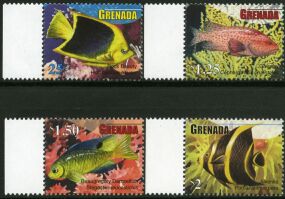 Tropical Fish of Grenada～観賞魚・在来海水魚4枚組【グレナダ】: おさかなマガジン分館～切手資料館