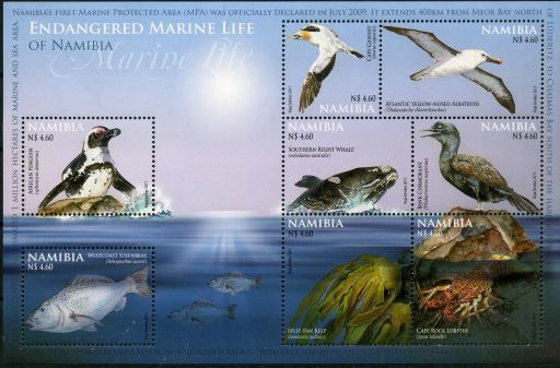 Endangered Marine Life of Namibia～絶滅危惧種の小型シート 【ナミビア】: おさかなマガジン分館～切手資料館